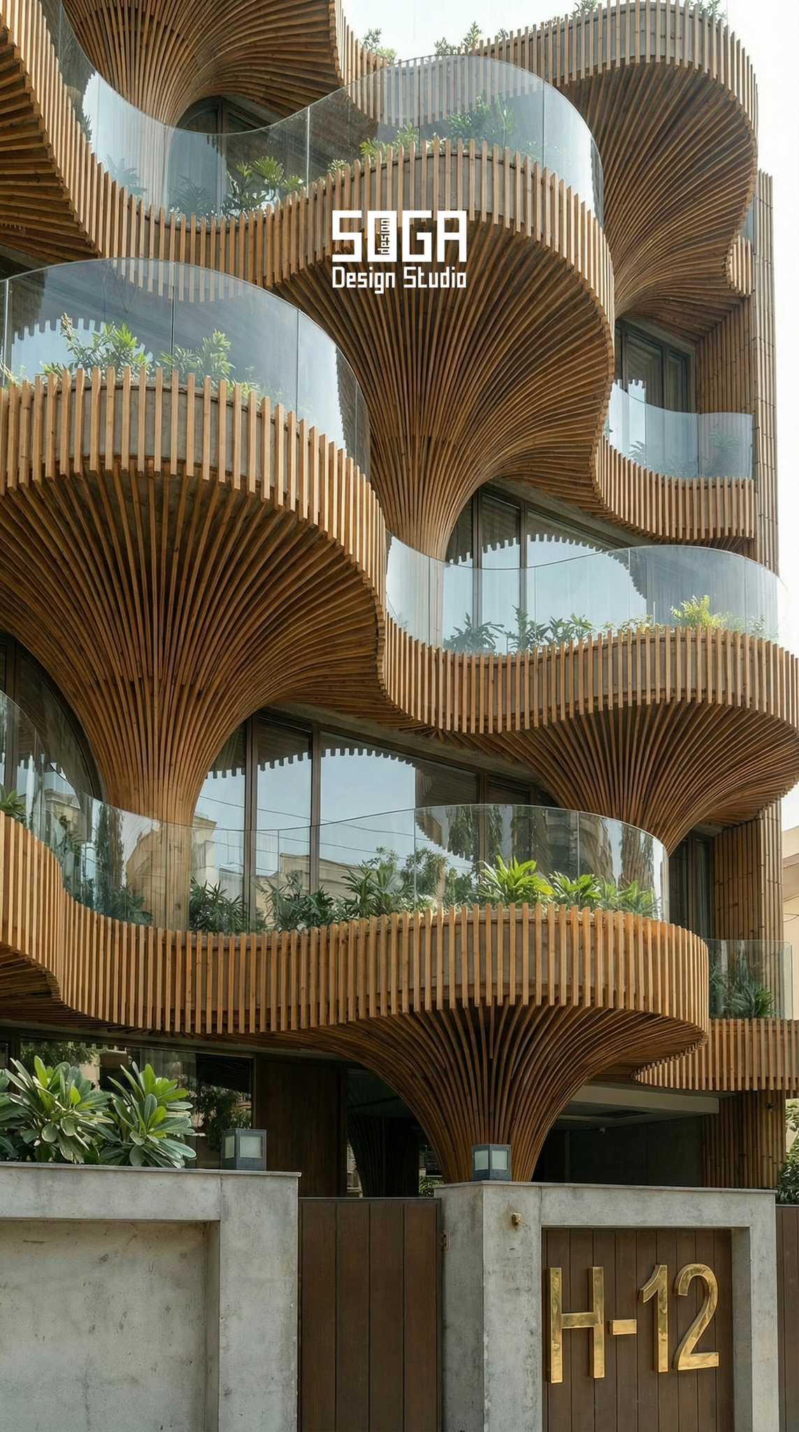 Anand Vriksham: Living Facade Architecture with Parametric Wood Design